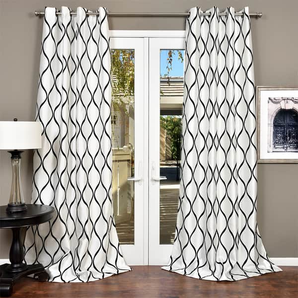 Lambrequin Casa Flocked Faux Silk Grommet 84-inch Window Panel - 54 x ...