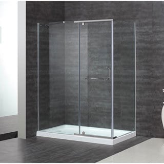 Aston 60 x 35-inch 5/16" Clear Glass Semi-Frameless Shower Enclosure ...