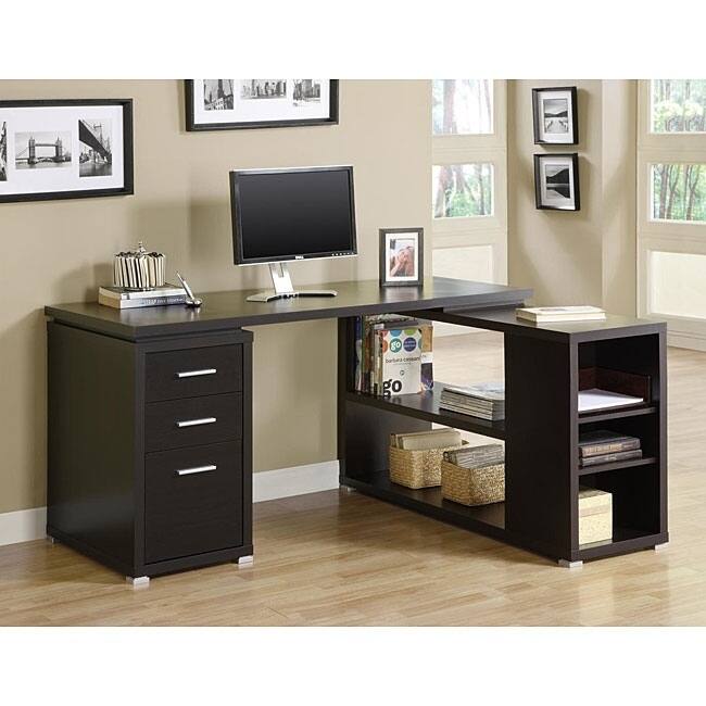 Cappuccino Hollow-core L-shaped Computer Desk - Overstock - 6218436
