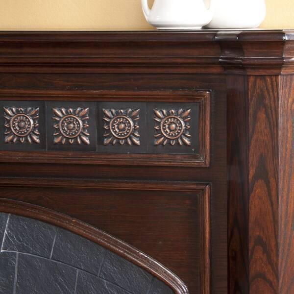 Calvin Espresso and Gray Faux Slate Electric Fireplace - Bed Bath ...