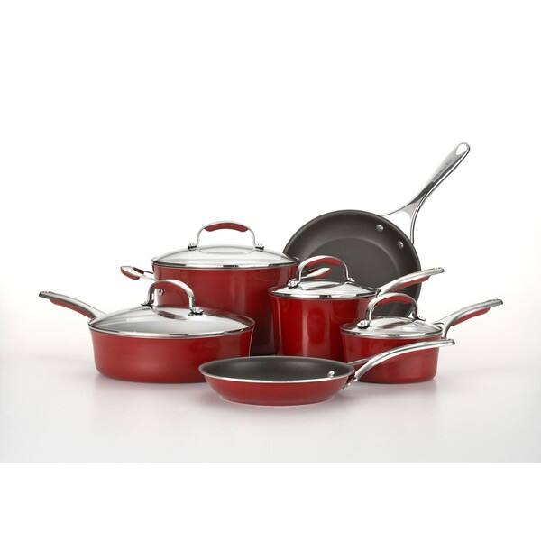 KitchenAid Gourmet Porcelain Enamel Nonstick 10-pc Cookware Set - Bed ...