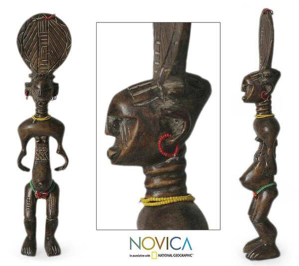 Handcrafted Sese Wood 'Baule Mother' Fertility Doll Sculpture ...