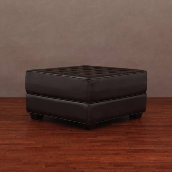 Button-tufted Dark Brown Leather Ottoman - Bed Bath & Beyond - 629776