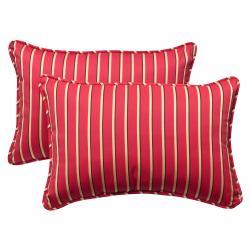Pillow Perfect Outdoor Red/Gold Striped Rectangular Toss Pillows with ...