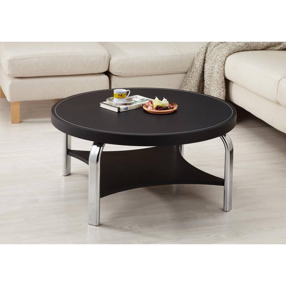 Furniture of America Industrial Black Leatherette Coffee Table ...