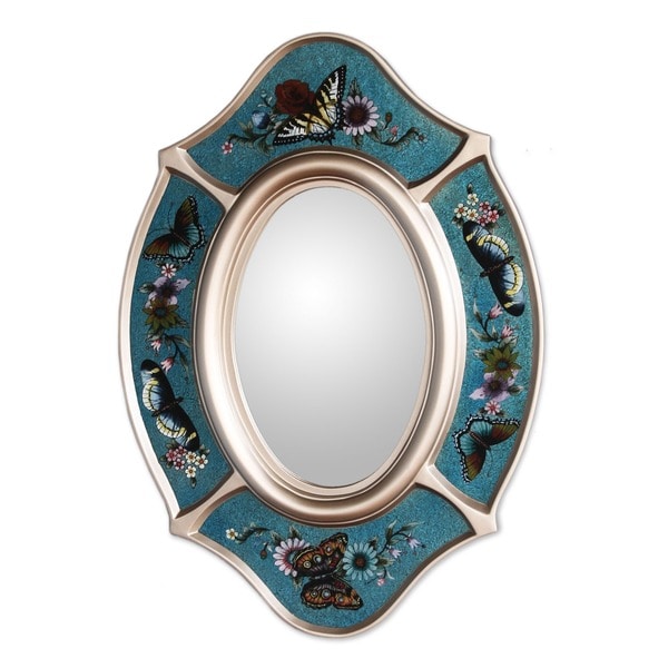 Shop Handmade Glass 'Royal Butterfly' Mirror (Peru) - Blue - N/A - On ...