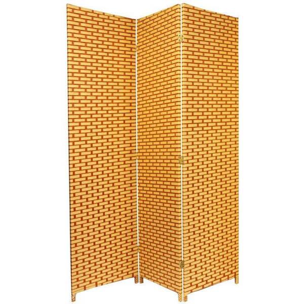 Handmade 6' Natural and Rust Woven Fiber Room Divider - Bed Bath ...