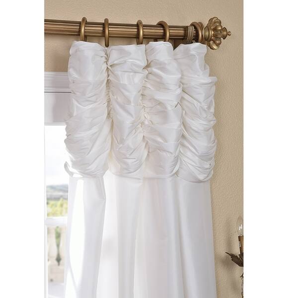 Exclusive Fabrics White Ruched Header Faux Silk Taffeta Curtain Panel ...