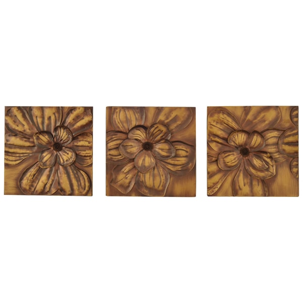 Baxley 3-Piece Metallic Gold Metal Wall Panel Set - 13989616 ...
