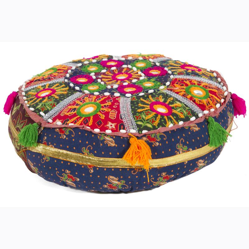 Artist's Loom Traditional Indian Poufs (Set of 3) - Overstock - 6387095
