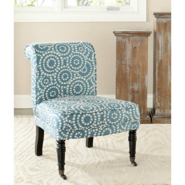 SAFAVIEH Mosaic Blue/ White Polyester Fabric Chair - 21.7"x27.6"x29.1 ...