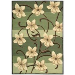 Nourison Hand-hooked Green Paradise Floral Rug (7'3 x 9'3) - Bed Bath ...