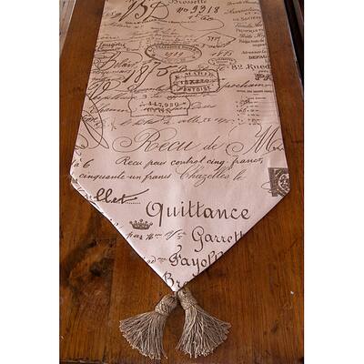 RLF Home French Script Tasseled Table Runner - Overstock - 6405346