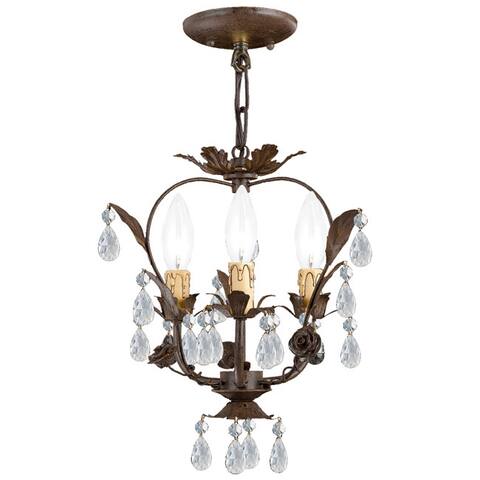 Paris Flea Market 3-light Dark Rust/ Crystal Chandelier - Dark Rust ...