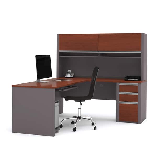 Bestar Connexion L-shaped Workstation Desk with Hutch - On Sale - Bed ...