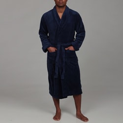 Woven Workz Unisex 'Boston' Navy Microfiber Bath Robe - Bed Bath ...