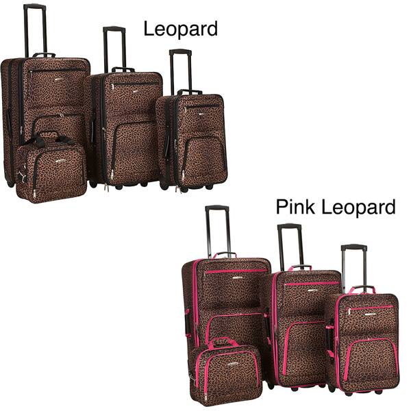 Rockland Deluxe Leopard Four-piece Expandable Luggage Set - Bed Bath ...