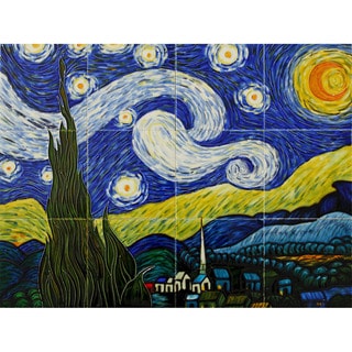 La Pastiche Vincent Van Gogh, 'Starry Night' Hand-painted Mural Wall ...