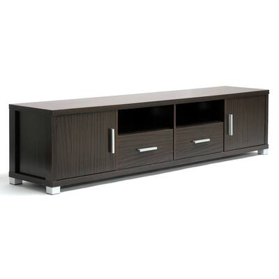 Chisholm Dark Brown Wood Modern TV Cabinet - Silver - Overstock - 6502063