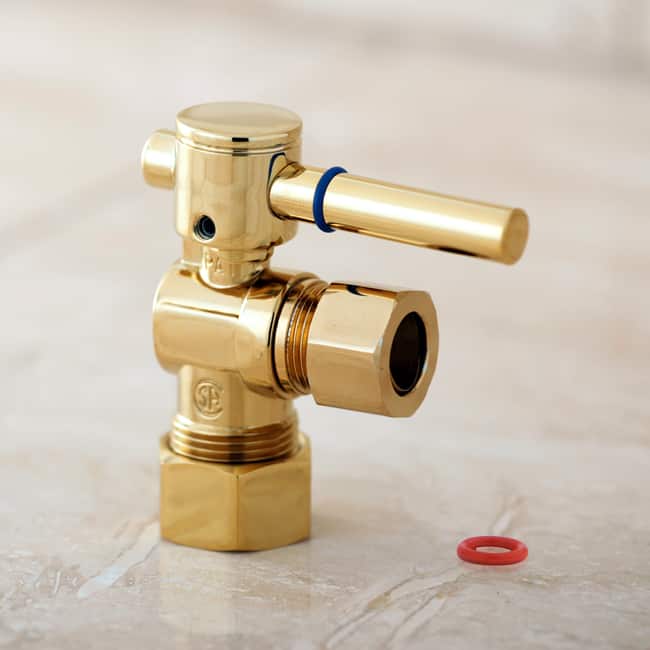 Polished Brass Angle Stop with 5/8-inch OD Compression x 1/2-inch OD ...