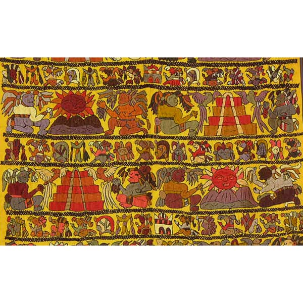 Cotton Yellow Embroidered Mayan Tapestry (Guatemala) - Bed Bath ...