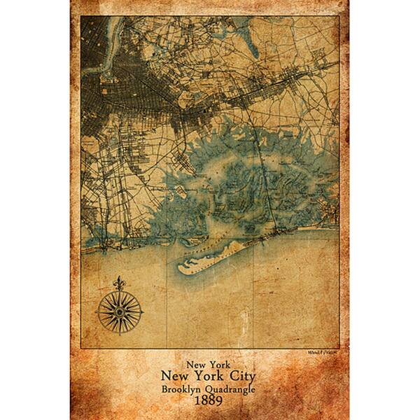 Maxwell Dickson 'Antique Map of New York City 1889' Canvas Wall Art ...