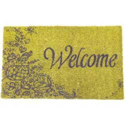 Entryways Purple Welcome Non-slip Coconut Fiber Doormat - Bed Bath ...