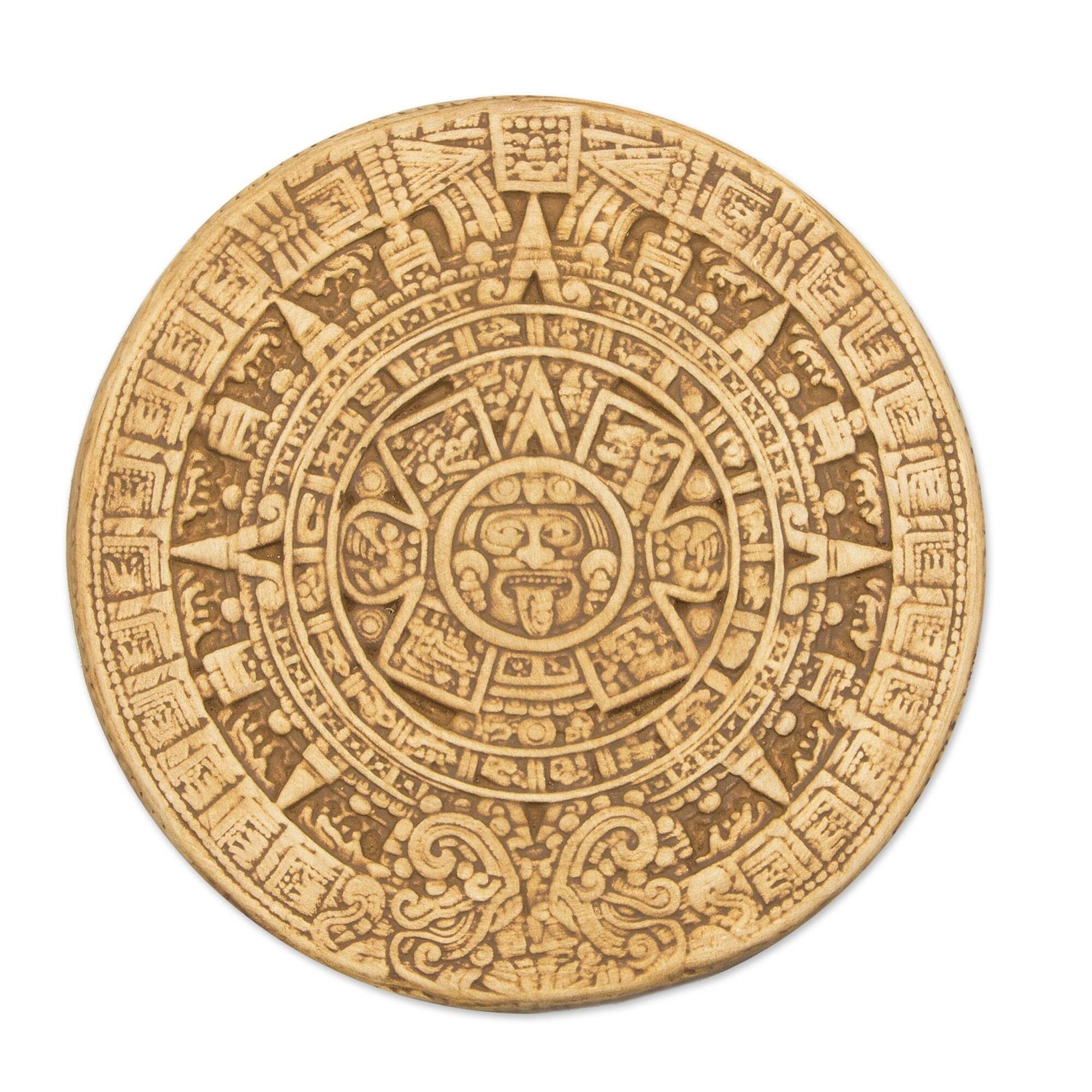 Handmade Ceramic 'Aztec Calendar in Beige' Plaque (large) (Mexico ...