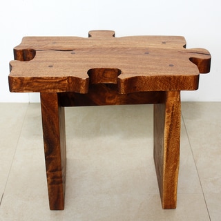 Handmade Wooden Puzzle Piece Stool (Thailand) - Bed Bath & Beyond - 6555481