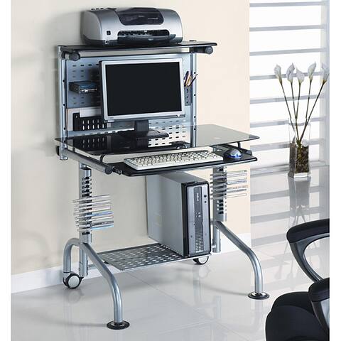 Innovex Clear Glass Computer Workstation Desk - Overstock - 6569889
