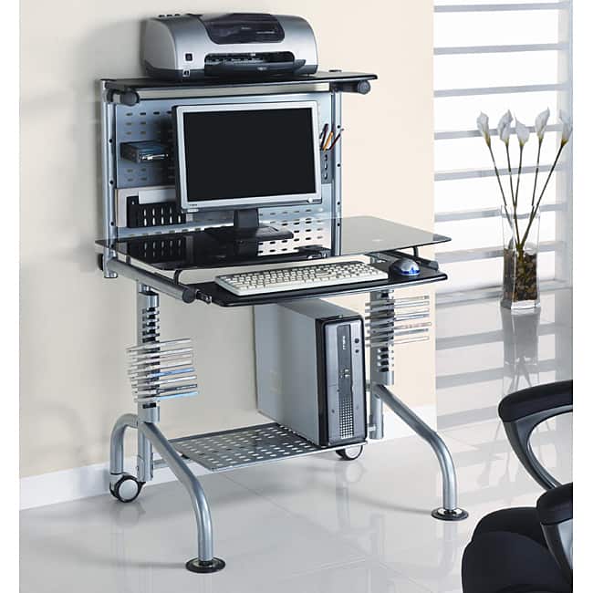 Innovex Clear Glass Computer Workstation Desk - Overstock - 6569889