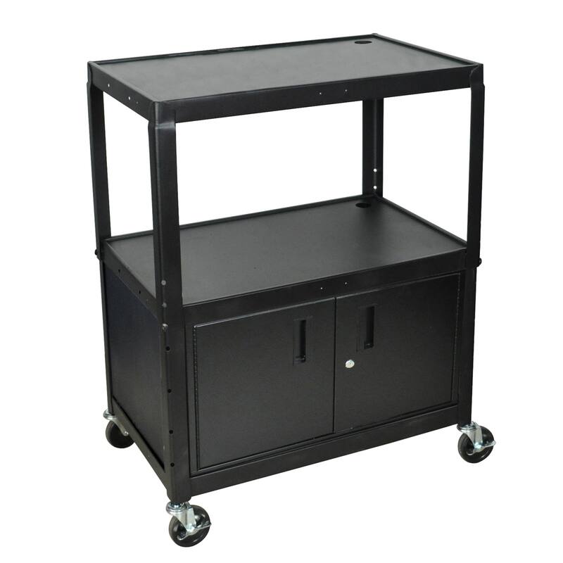 Luxor Adjustable Height Steel A/V Cart with Locking Cabinet - Overstock ...