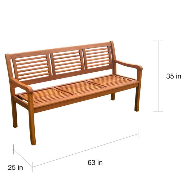 Royal Tahiti 3-seater Balau Park Bench - Bed Bath & Beyond - 6570270