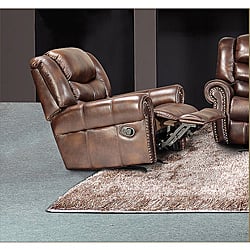 Godfather Brown Bonded Leather Rocker Reclining Chair - Bed Bath ...