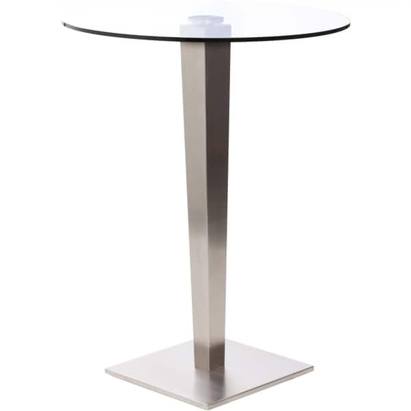 32-inch Round Glass Brushed Stainless Steel Pub Table - Bed Bath ...