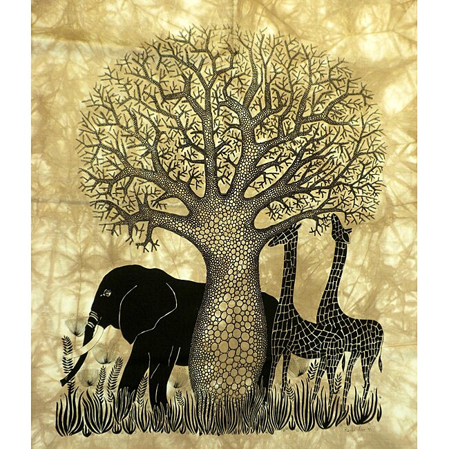 Heidi Lange 'Tsavo' Unframed Batik Cotton Screen Print (Kenya ...