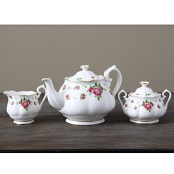 Royal Albert New Country Rose White 3-piece Tea Set - Bed Bath & Beyond ...