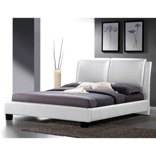 Sabrina White Modern Queen-size Bed with Overstuffed Headboard - Bed ...
