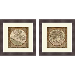 Elizabeth Medley 'Damask World Map I & II' Framed Print - Bed Bath ...