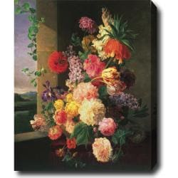 Jacob Van Walscapelle 'Bouquet of Flowers in a Vase' Hand-painted Oil ...