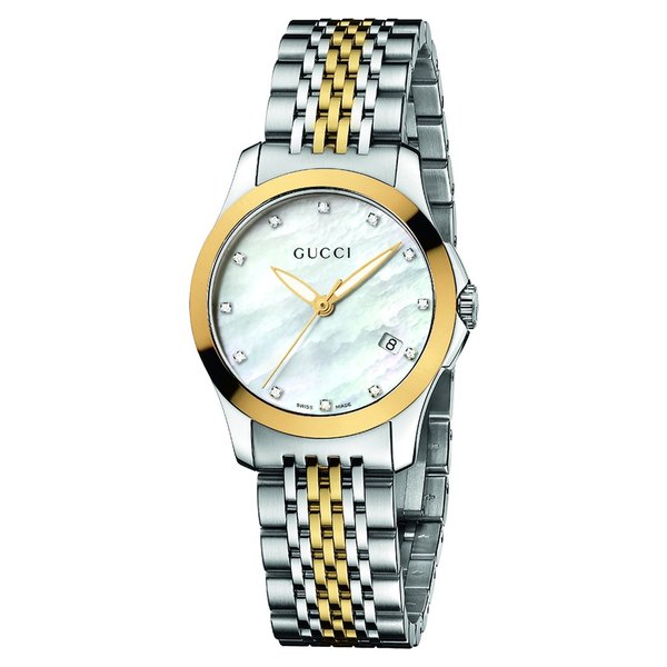 Shop Gucci Womens Timeless Mother Of Pearl Diamond Dial Quartz Watch
