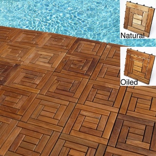 Le Click Style Spiral Teak Interlocking Deck Tiles (Set of 10) - Bed ...
