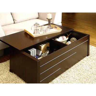 Furniture of America Max Modern Dark Espresso Hidden Storage Coffee ...