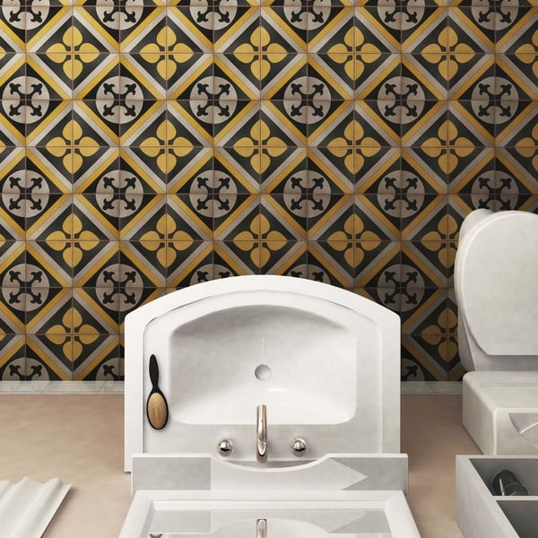 Merola Tile 7x7-inch Grava Quatro Cla Centro Porcelain Floor and Wall ...