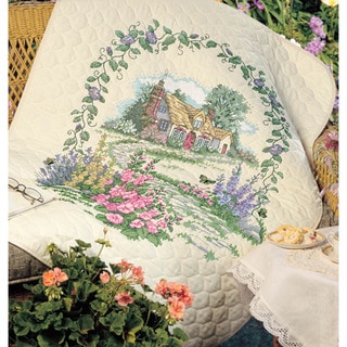 Hollyhock Cottage Quilt Stamped Cross Stitch Kit-34"X43" - Bed Bath ...
