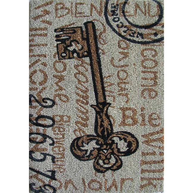 Cocoa Matting 'Large Key' Grey Door Mat (18 x 30) - Overstock - 6761974