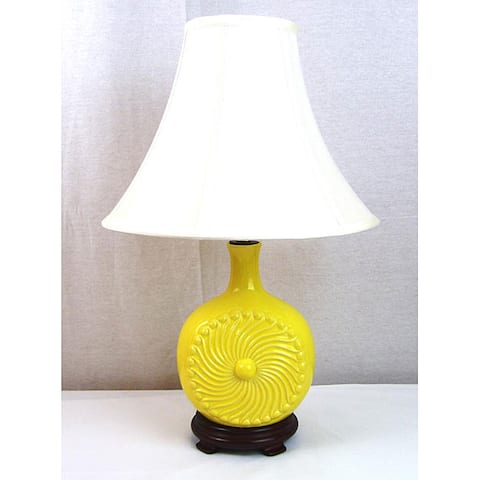 Ceramic Yellow Center Swirl I light Hand-crafted Table Lamp - Overstock ...