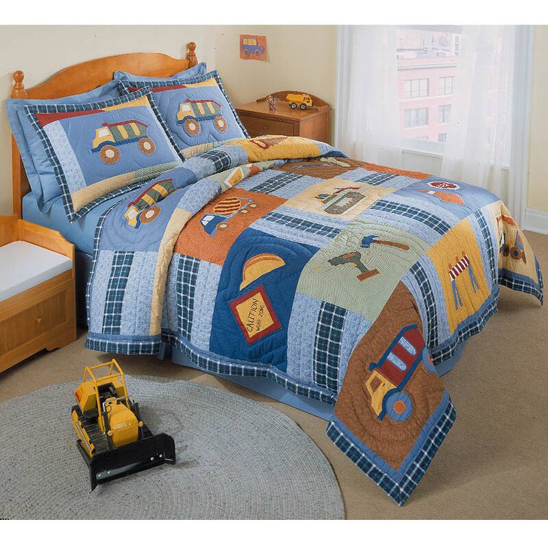 Construction Zone Applique Embellished 3-piece Quilt Set - Overstock ...