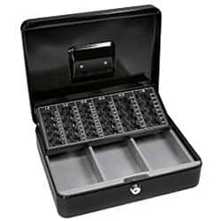 Barska 12-inch Cash Box with 6 Compartment Coin Tray with Key Lock ...