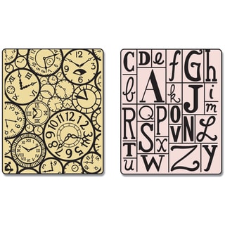 Sizzix Textured Impressions Embossing Folders 2/Pkg-Clocks & Print ...